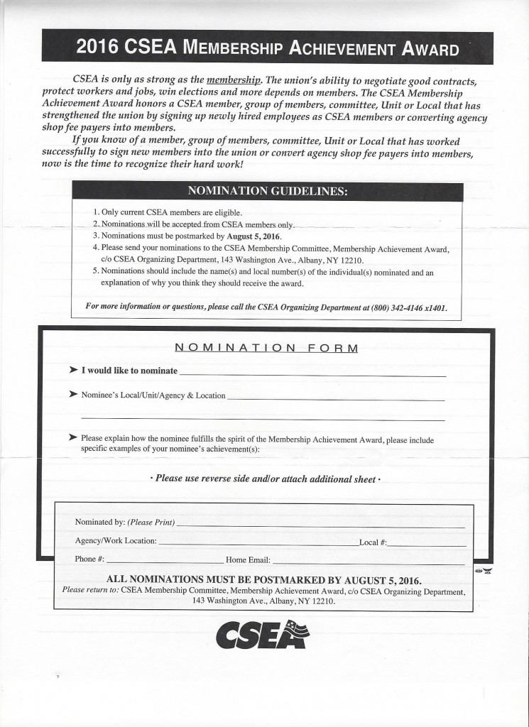 CSEA Membership Achievement Award – CSEA Local 403