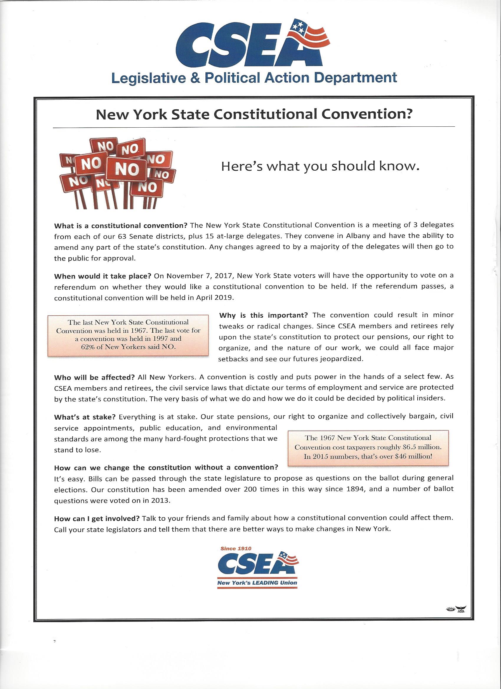 NYS Constitutional Convention – CSEA Local 403